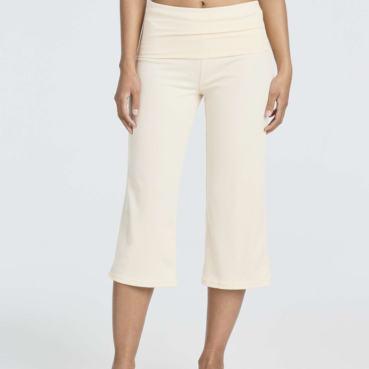 3 Pack: Women's Ribbed Foldover Wide Leg Capri Pants – Real Essentials